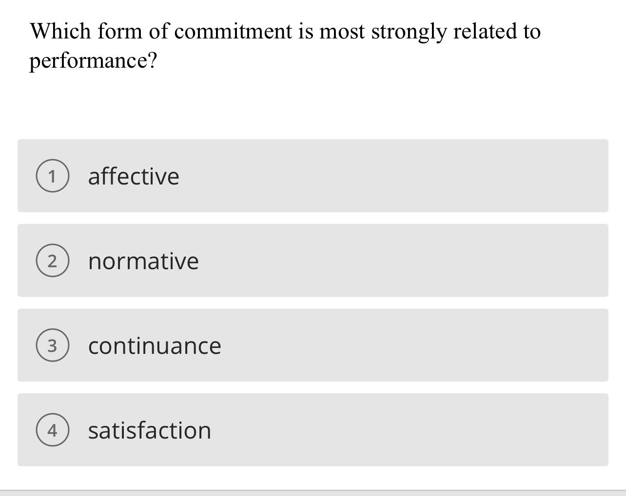 Solved Which form of commitment is most strongly related to | Chegg.com