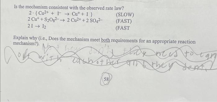 Solved Is the mechanism consistent with the observed rate | Chegg.com