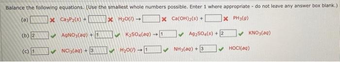 Solved Balance the following equations. (Use the smallest | Chegg.com