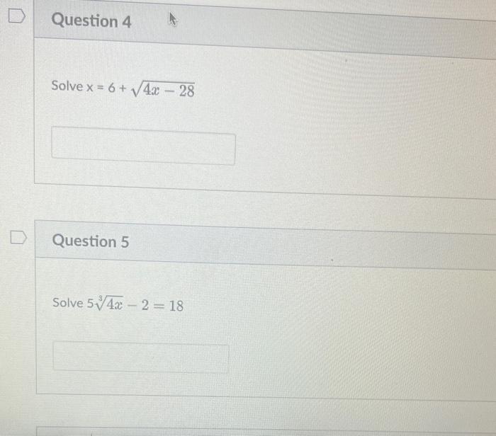 Solved x=6+4x−28 stion 5534x−2=18 | Chegg.com