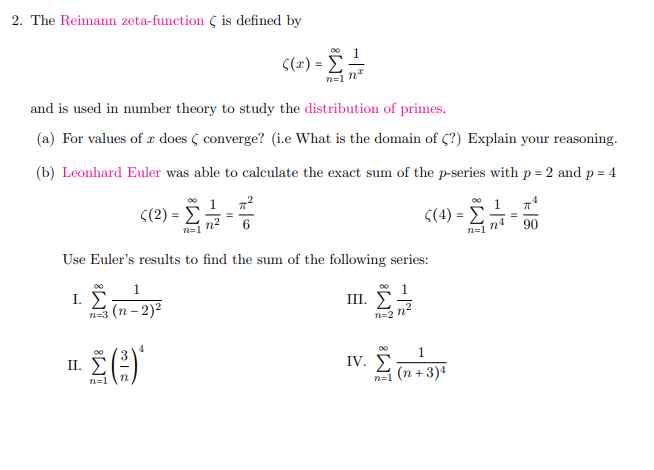 Solved The Reimann zeta-function ζ ﻿is defined | Chegg.com