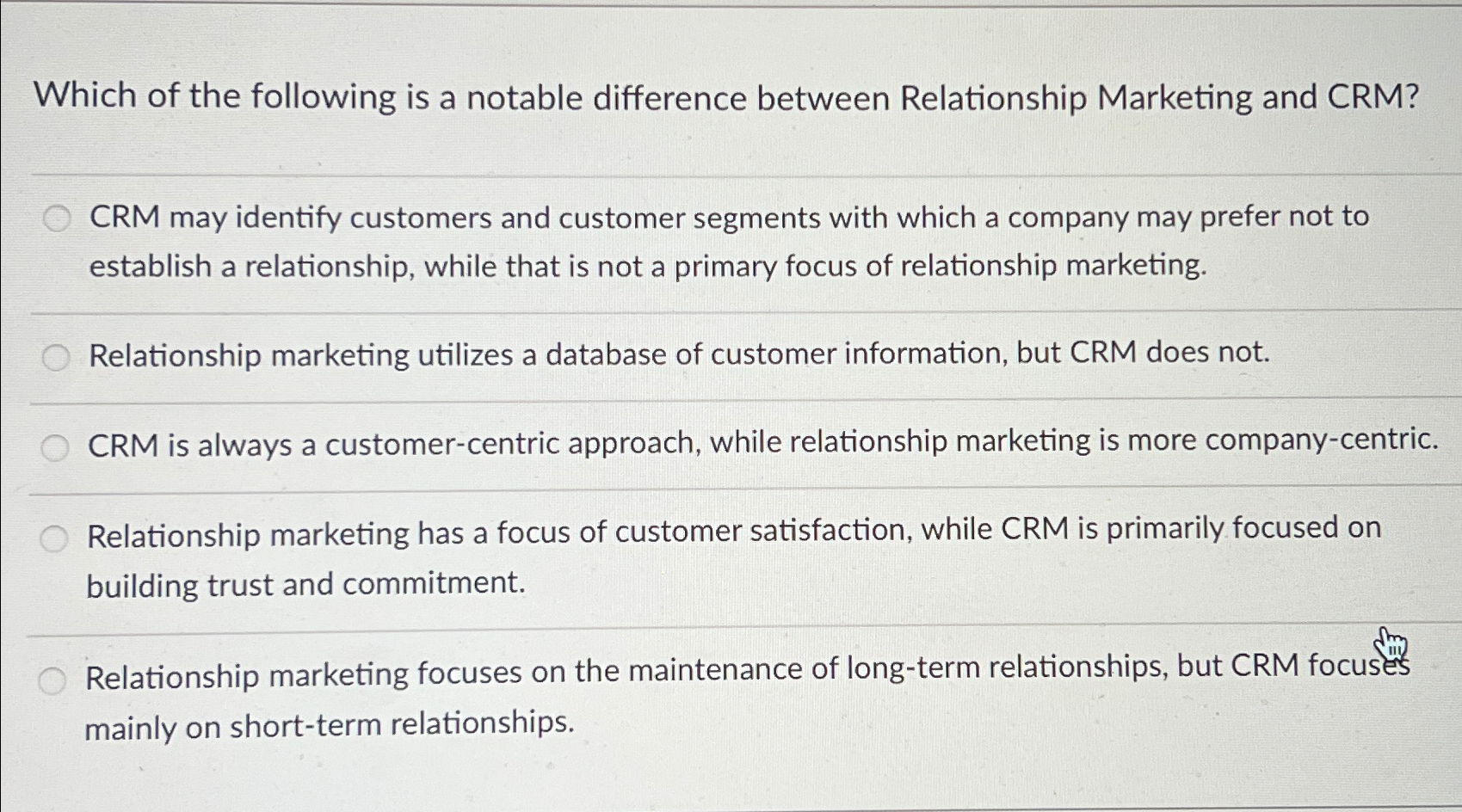 Solved Which of the following is a notable difference | Chegg.com