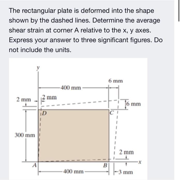 Solved The rectangular plate is deformed into the shape | Chegg.com