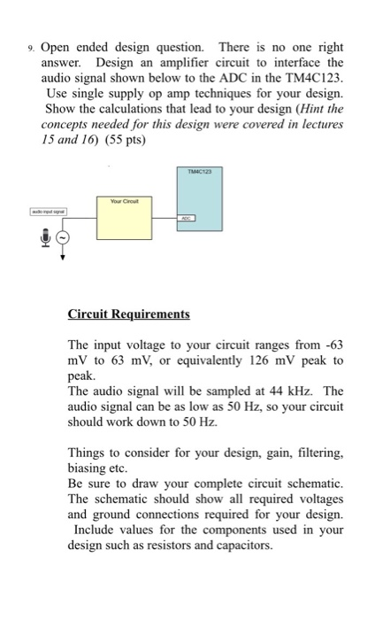Solved 9. Open ended design question. There is no one right | Chegg.com