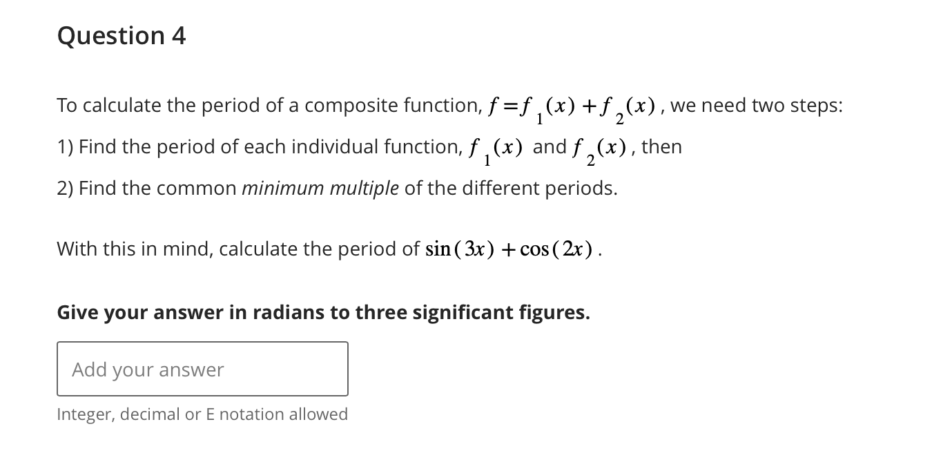 Solved Question 4To calculate the period of a composite | Chegg.com