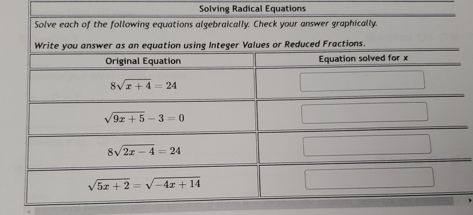 Solved Solving Radical EquationsSolve each of the following | Chegg.com