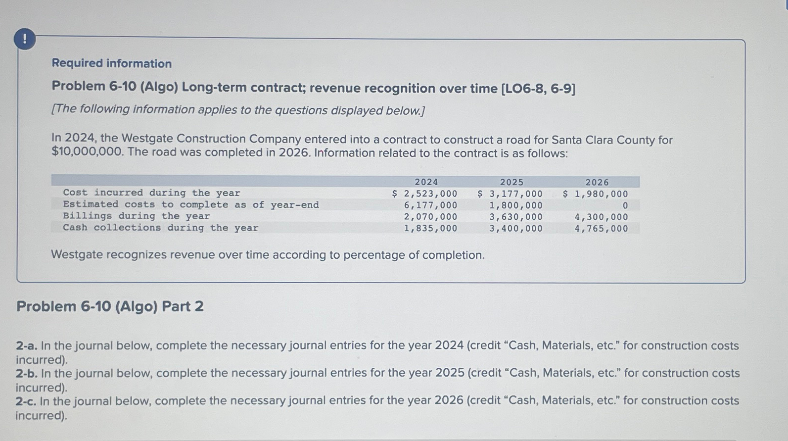Solved !Required informationProblem 6-10 (Algo) ﻿Long-term | Chegg.com