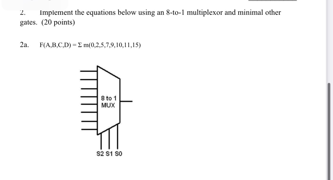 Solved Implement the equations below using an 8-to-1 | Chegg.com