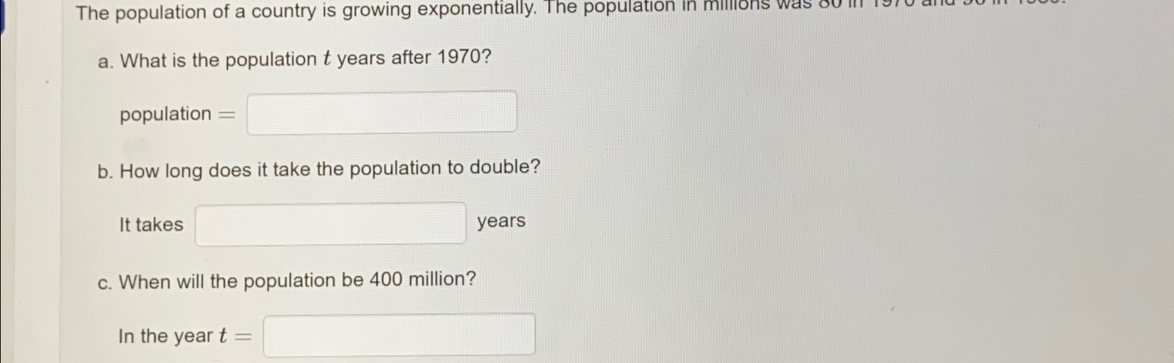 The population of a country is growing exponentially. | Chegg.com