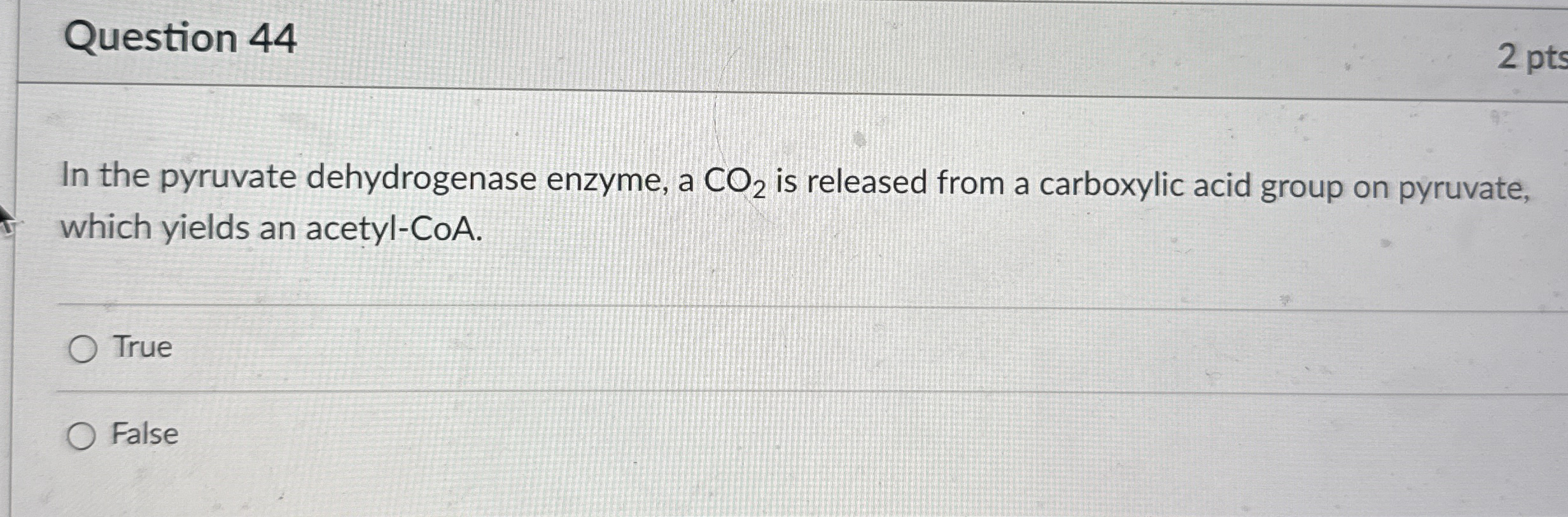 Solved Question 44In the pyruvate dehydrogenase enzyme, aCO2 | Chegg.com