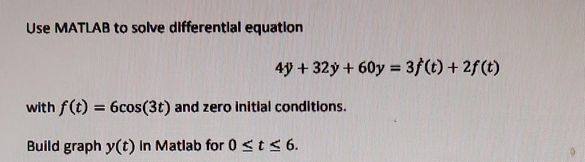 Solved Use MATLAB to solve differentlal equation | Chegg.com