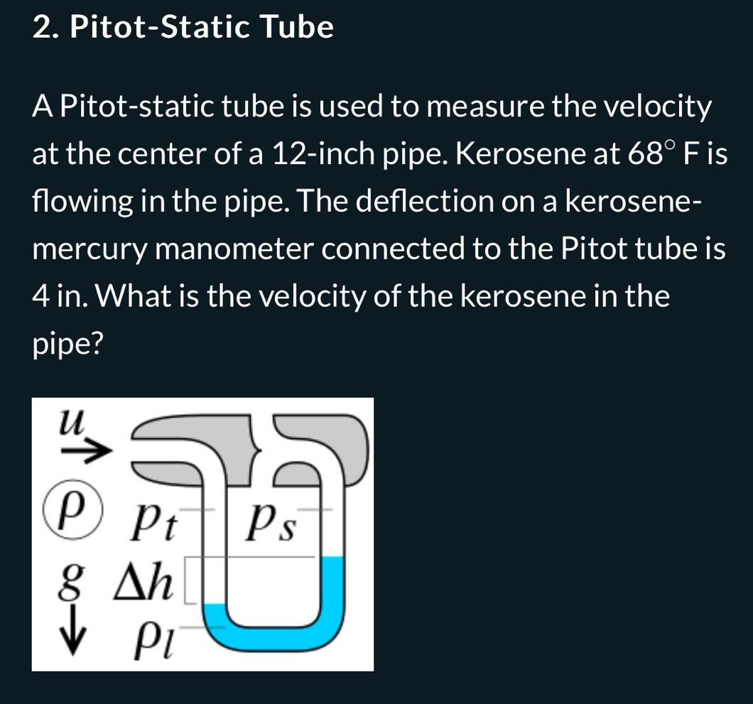 Solved Pitot-Static TubeA Pitot-static tube is used to | Chegg.com