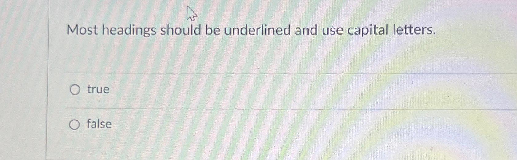 Solved Most headings should be underlined and use capital | Chegg.com