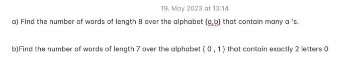 Solved 19. May 2023 at 13:14 a) Find the number of words of | Chegg.com