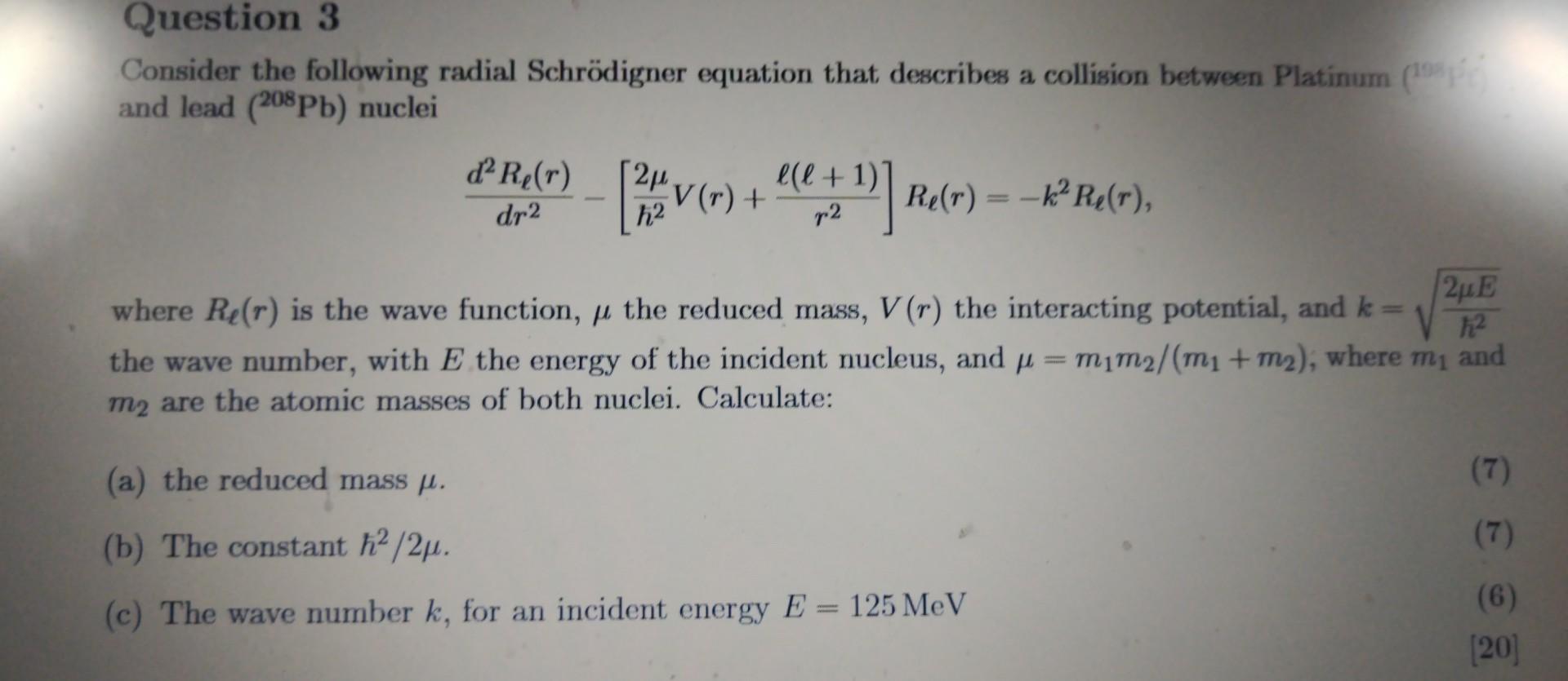 Solved Consider the following radial Schrödigner equation | Chegg.com
