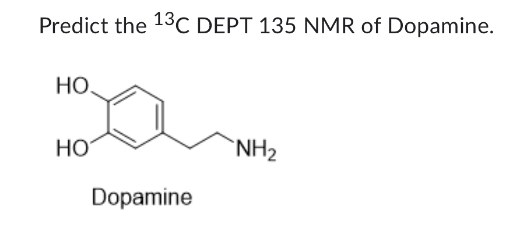 Predict the 13C ﻿DEPT 135 NMR of ﻿Dopamine. | Chegg.com