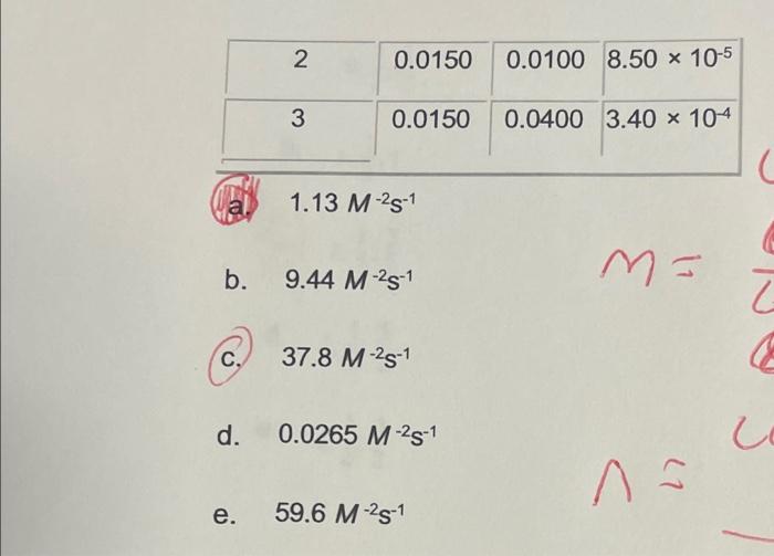 Solved Given the following data, determine the rate constant | Chegg.com