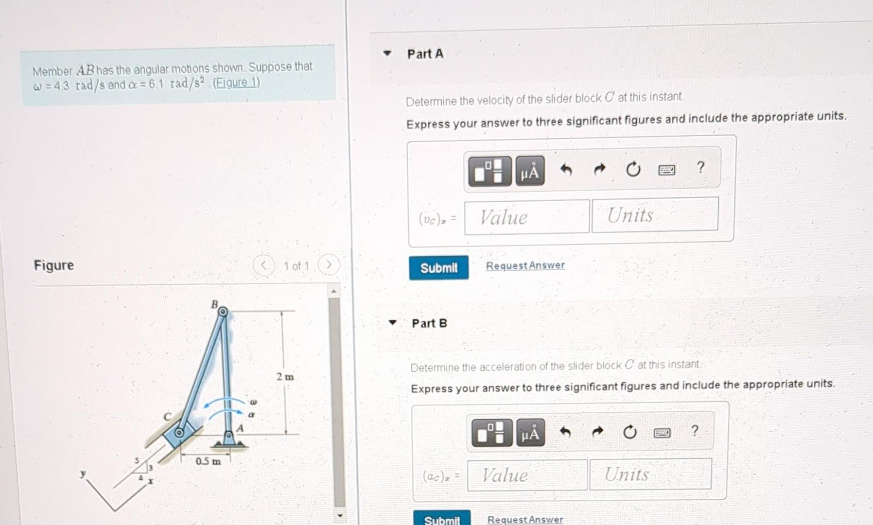 Solved Member AB has the angular motions shown. Suppose that | Chegg.com