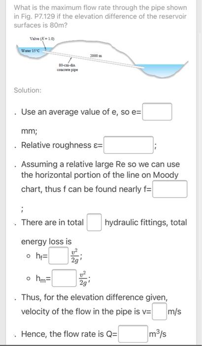 Solved What is the maximum flow rate through the pipe shown | Chegg.com