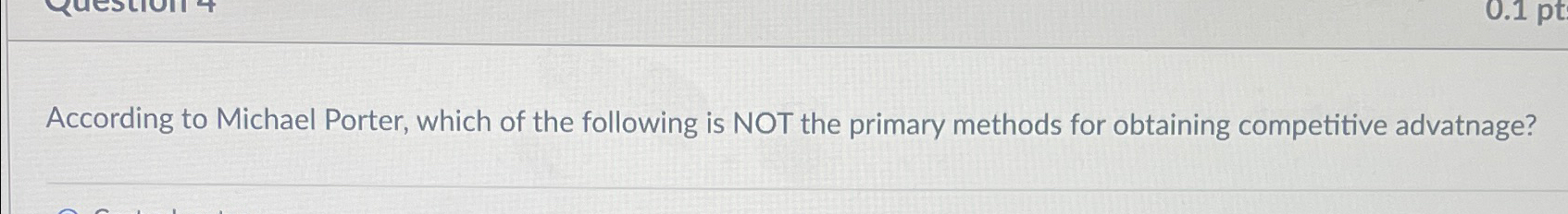 Solved According to Michael Porter, which of the following | Chegg.com