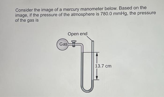 Solved Consider the image of a mercury manometer below. | Chegg.com