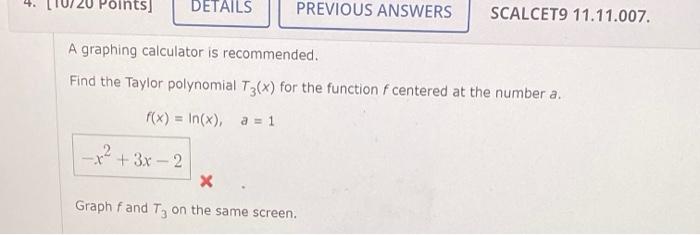 Solved Points) DETAILS PREVIOUS ANSWERS SCALCET9 11.11.007. | Chegg.com