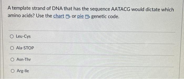 Solved A template strand of DNA that has the sequence AATACG | Chegg.com