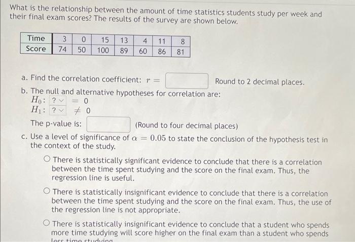 Solved What is the relationship between the amount of time | Chegg.com