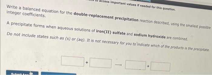 Solved Write a balanced equation for the double-replacement | Chegg.com