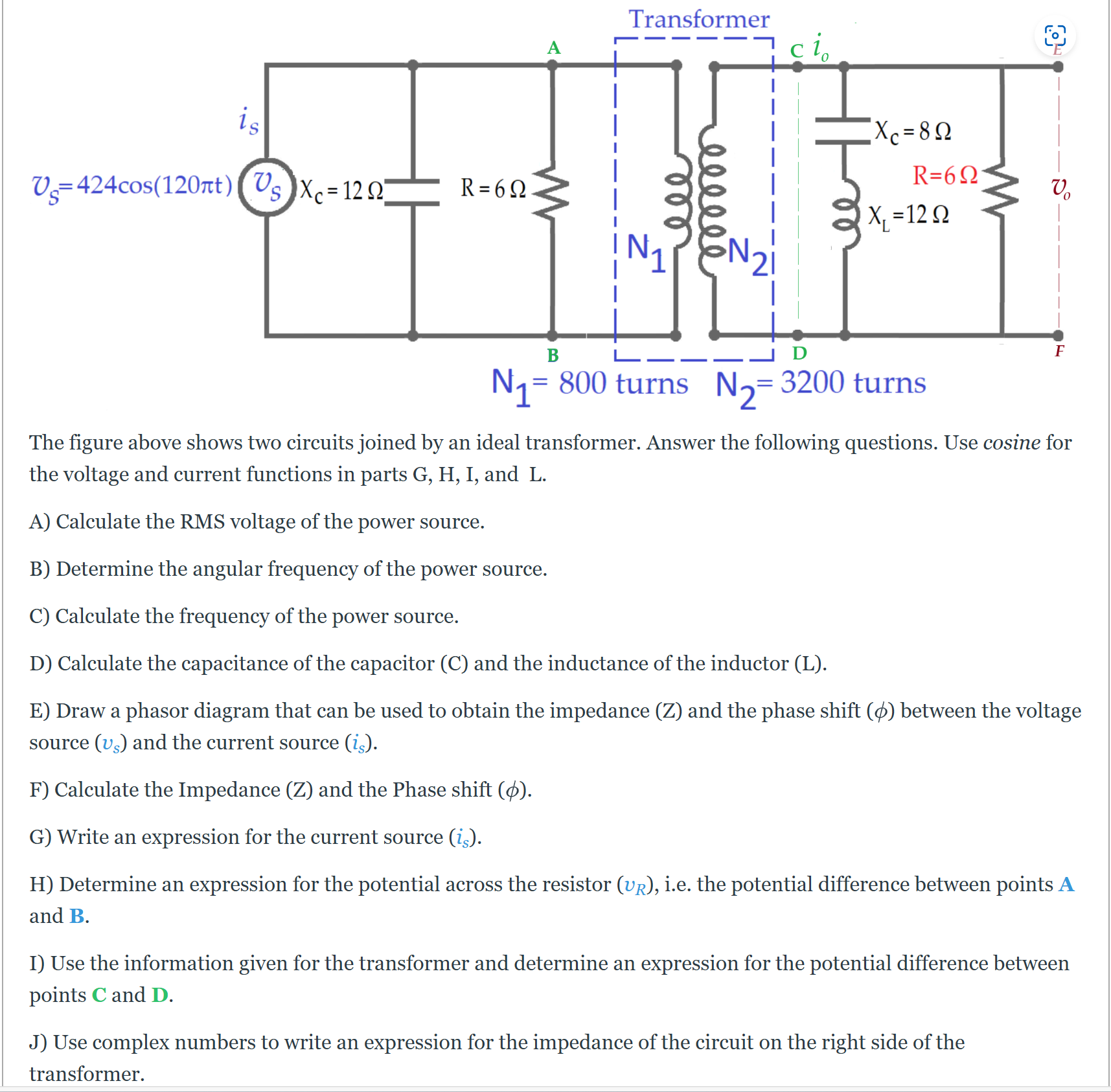 Solved The figure above shows two circuits joined by an | Chegg.com