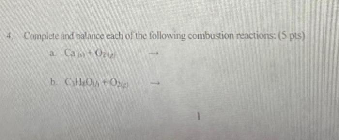 Solved 4. Complete and balance each of the following | Chegg.com