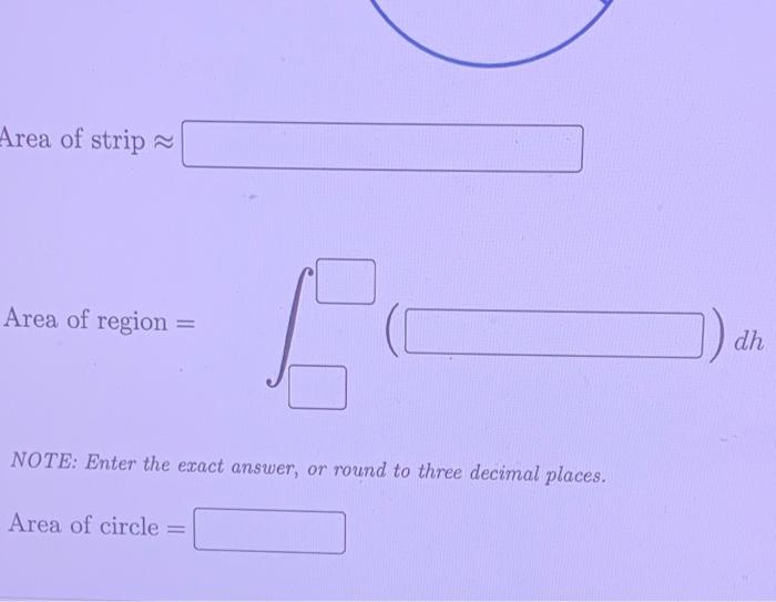 Solved Give an equation representing the area of the strip | Chegg.com