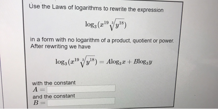 Solved Use the Laws of logarithms to rewrite the expression | Chegg.com