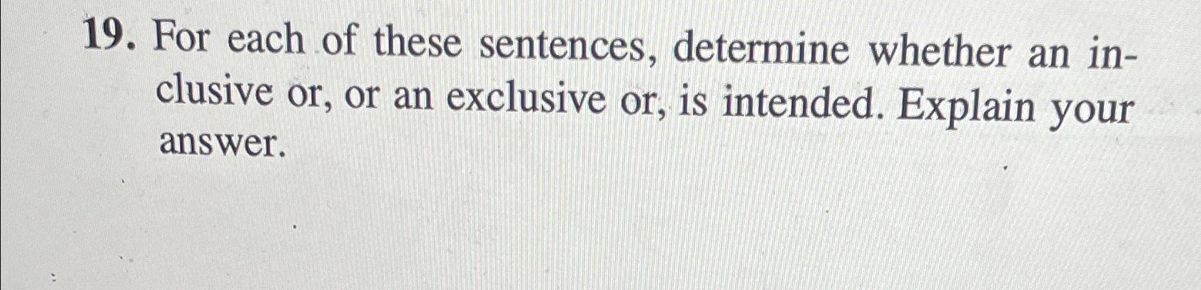 Solved For each of these sentences, determine whether an | Chegg.com