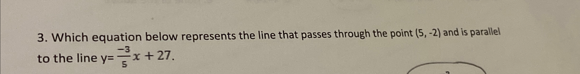 Solved Which equation below represents the line that passes | Chegg.com