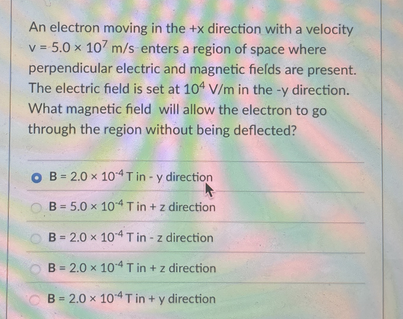Solved An electron moving in the +x ﻿direction with a | Chegg.com