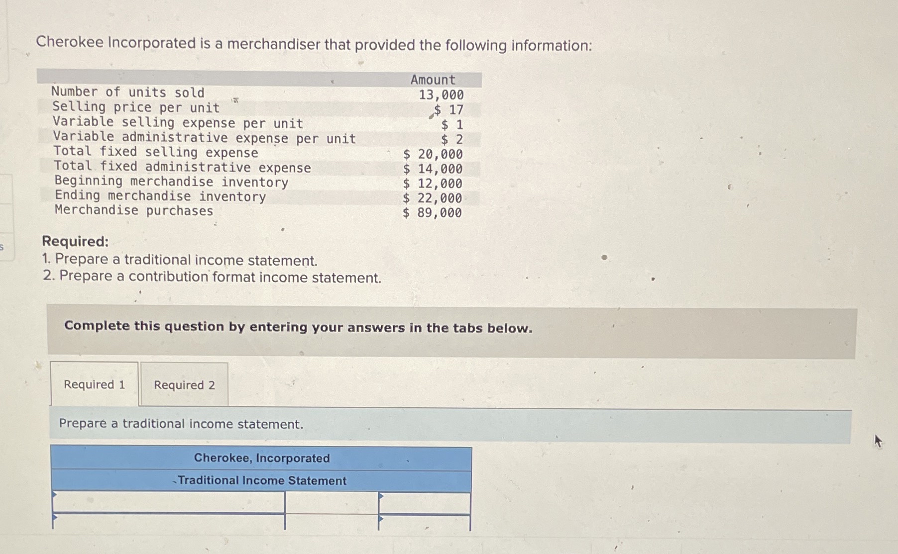 Solved Cherokee Incorporated is a merchandiser that provided | Chegg.com
