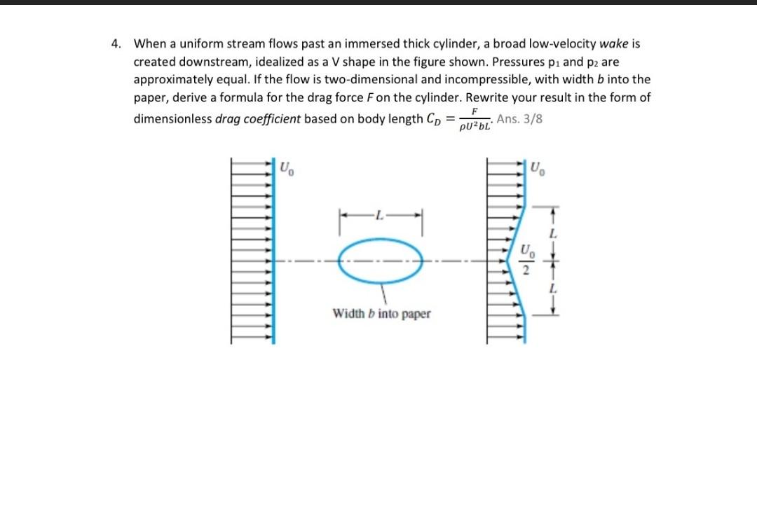 Solved 4. When a uniform stream flows past an immersed thick | Chegg.com