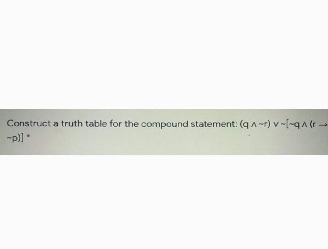 Solved Construct a truth table for the compound statement: | Chegg.com