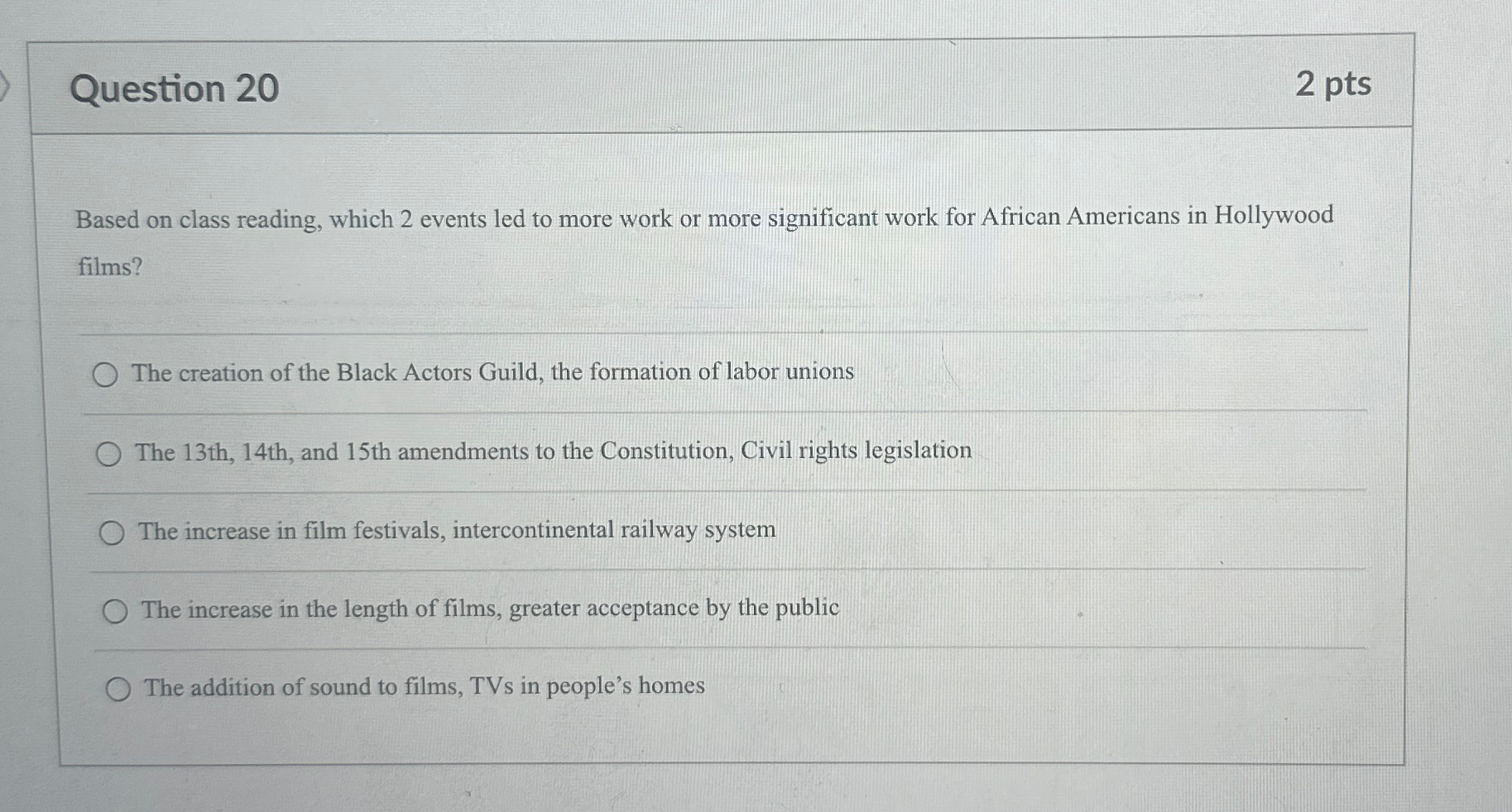 Solved Question 202 ﻿ptsBased on class reading, which 2 | Chegg.com