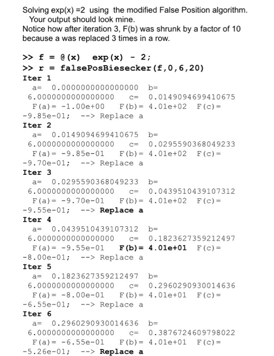 Solved Problem 2: falsePos Yourname.m Modify the existing | Chegg.com