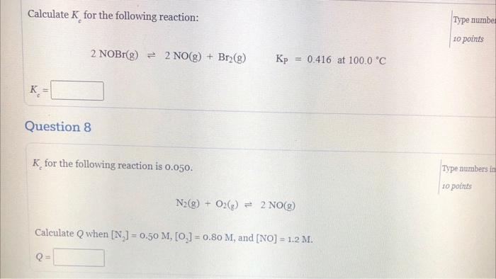 Solved Calculate Kc for the following reaction: | Chegg.com