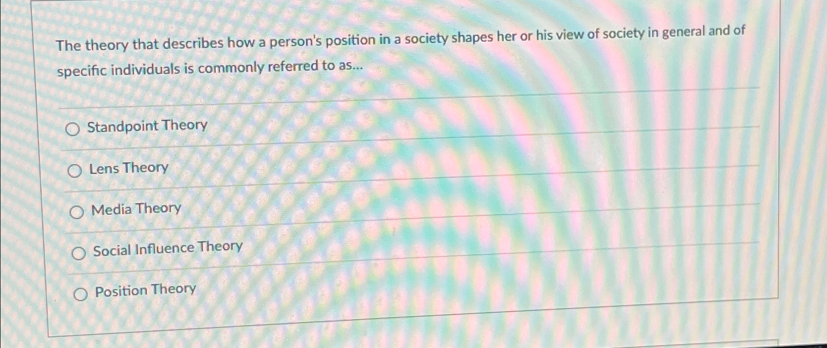 Solved The theory that describes how a person's position in | Chegg.com