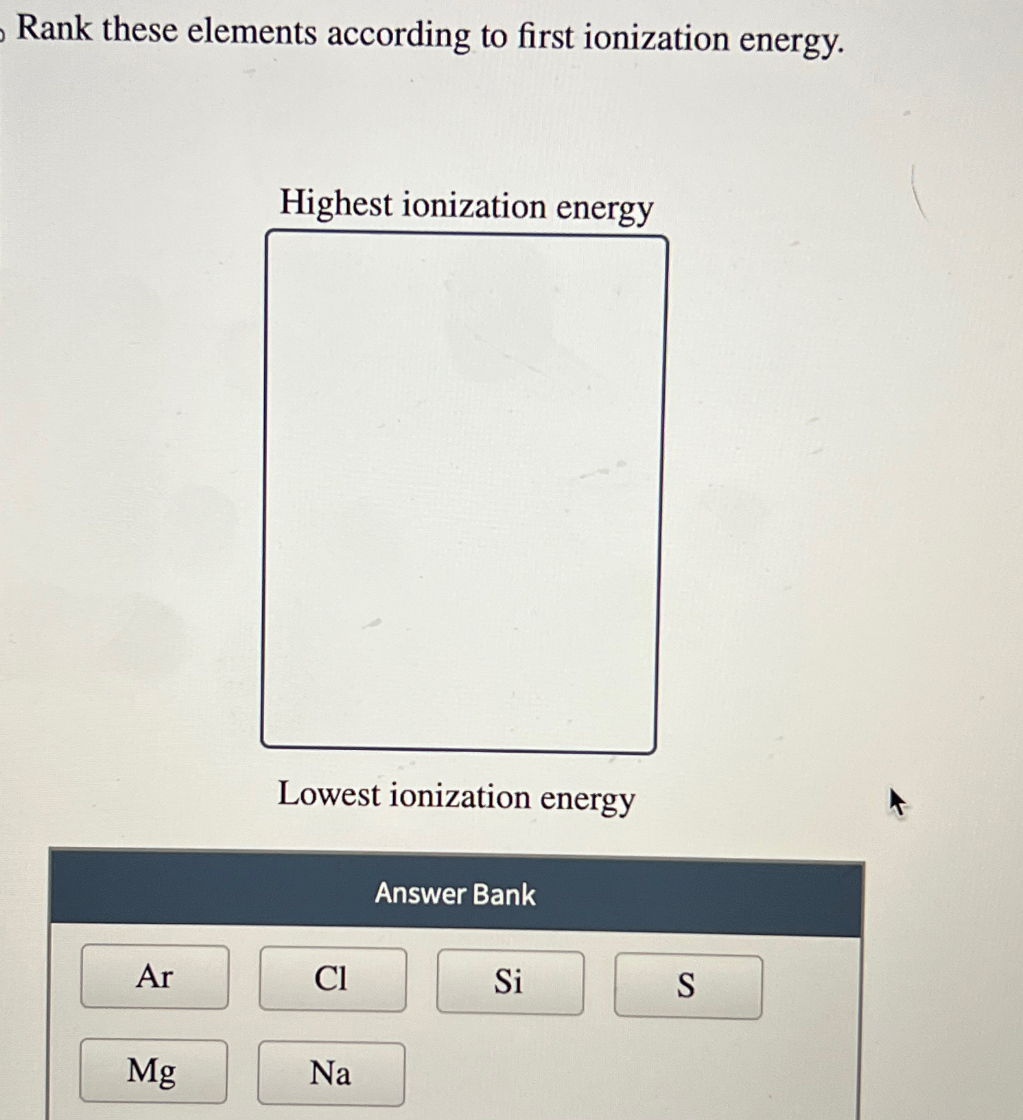 Solved Rank these elements according to first ionization | Chegg.com