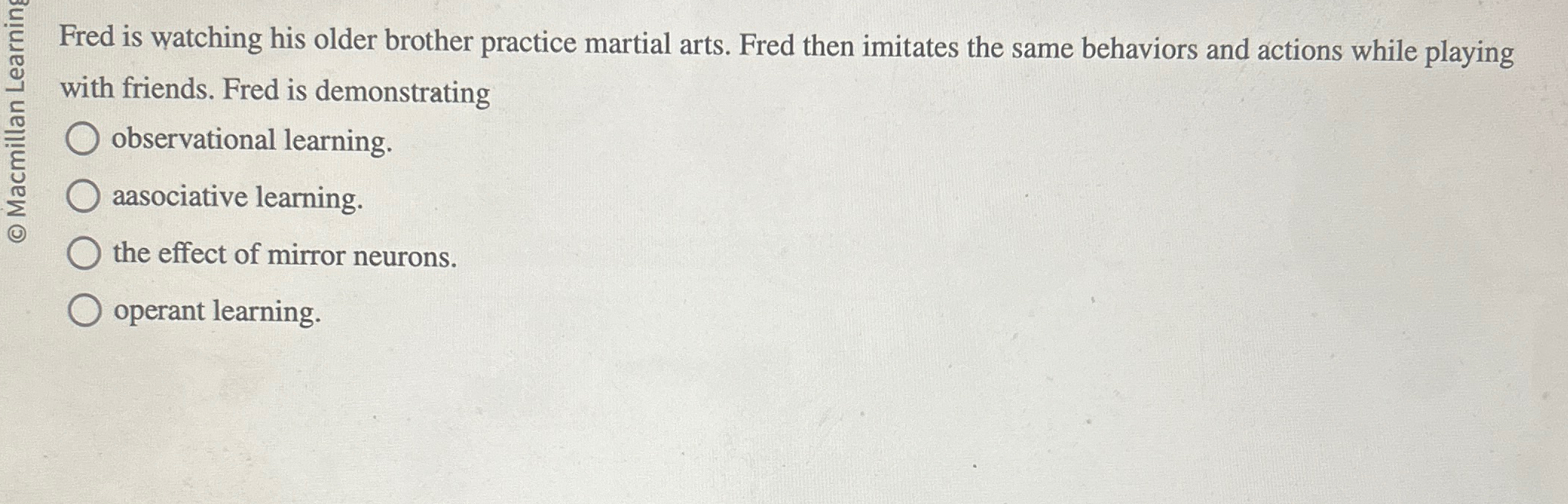 Solved Fred is watching his older brother practice martial | Chegg.com