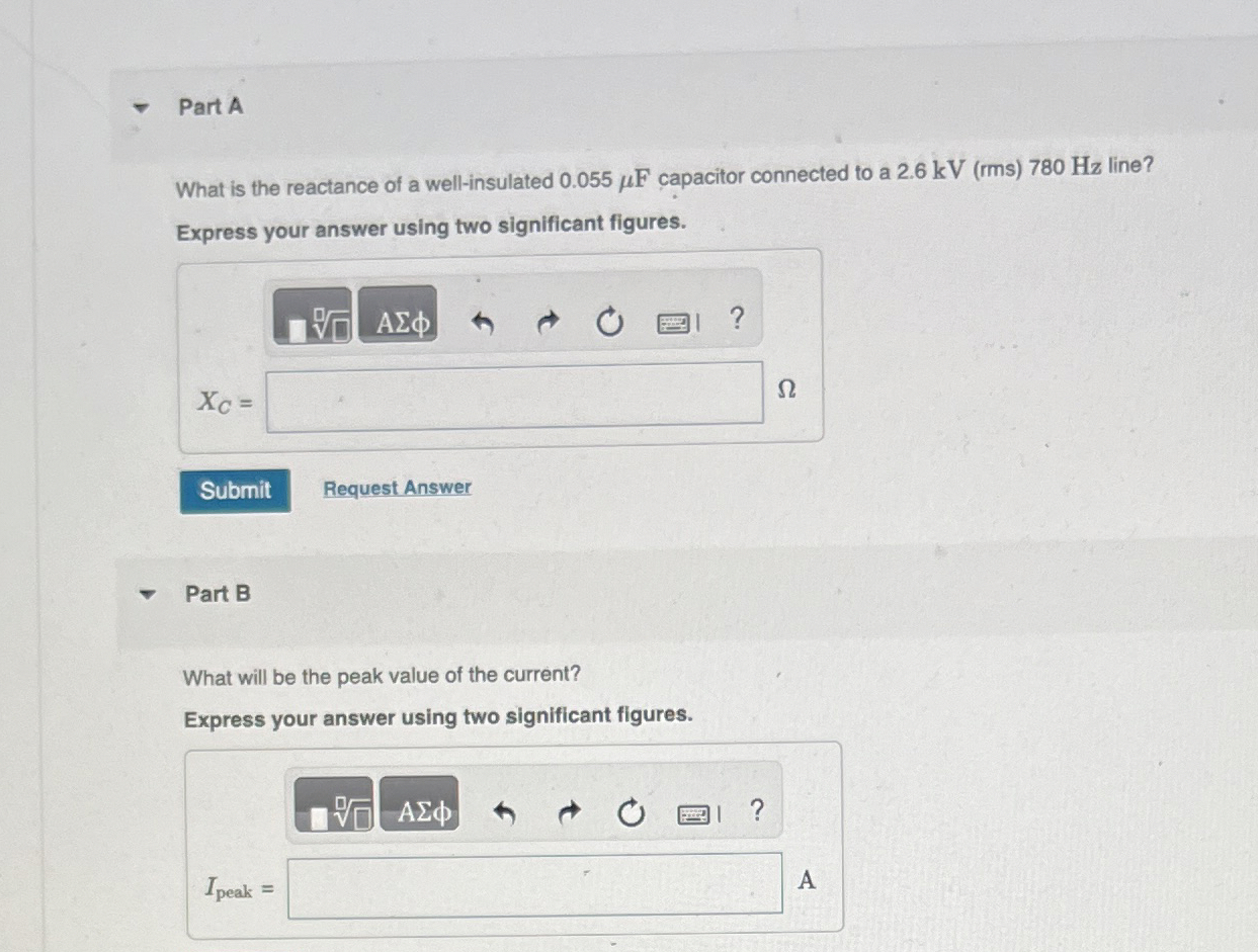 Solved Part AWhat is the reactance of a well-insulated | Chegg.com