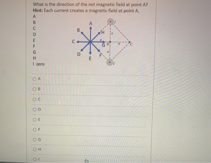 Solved What is the direction of the net magnetic field at | Chegg.com