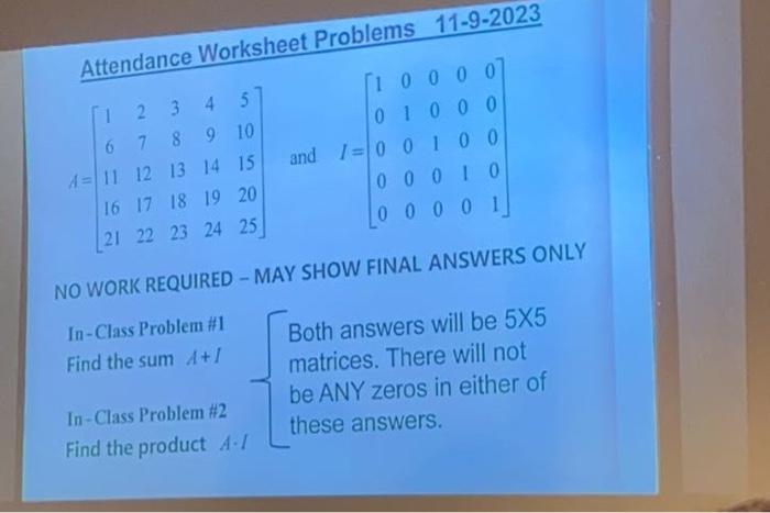 Solved Attendance Worksheet Problems | Chegg.com