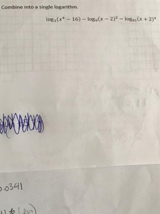 Solved Combine into a single logarithm. log2 (x+ - 16) - | Chegg.com