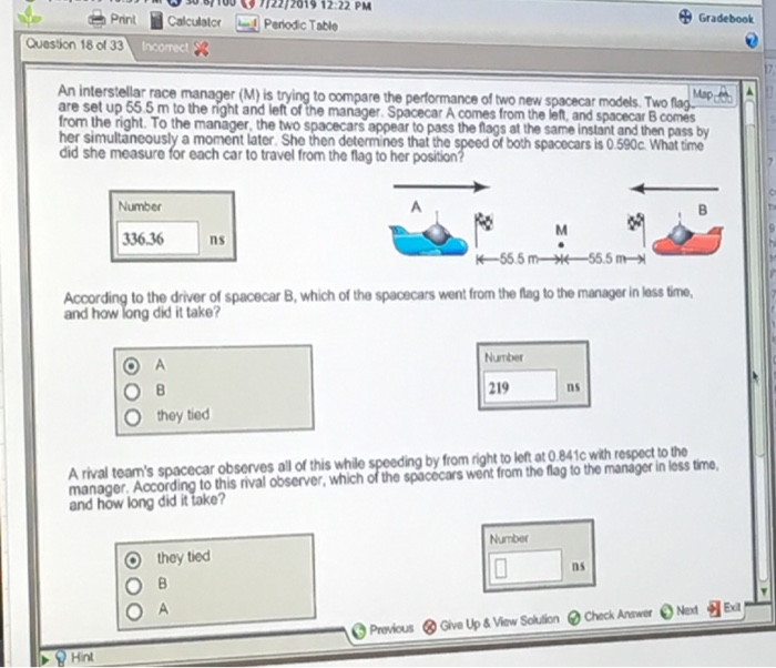 Solved An interstellar race manager (M) is trying to compare | Chegg.com